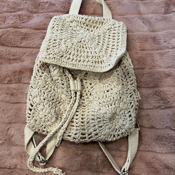 wild fable | Bags | Wild Fable Cream Crochet Backpack With Bohemian ...